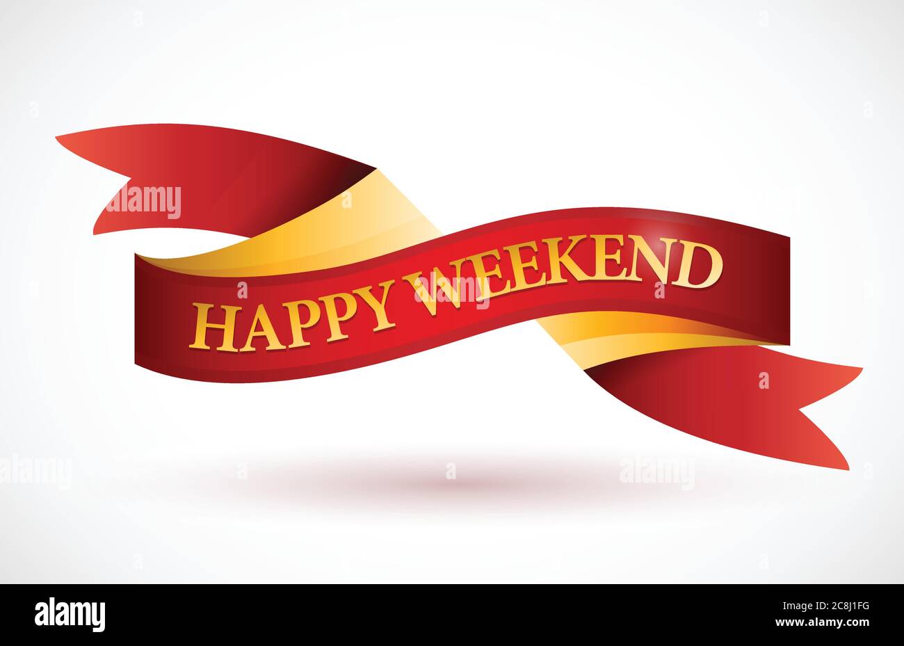 Happy weekend red ribbon illustration design over a white background ...