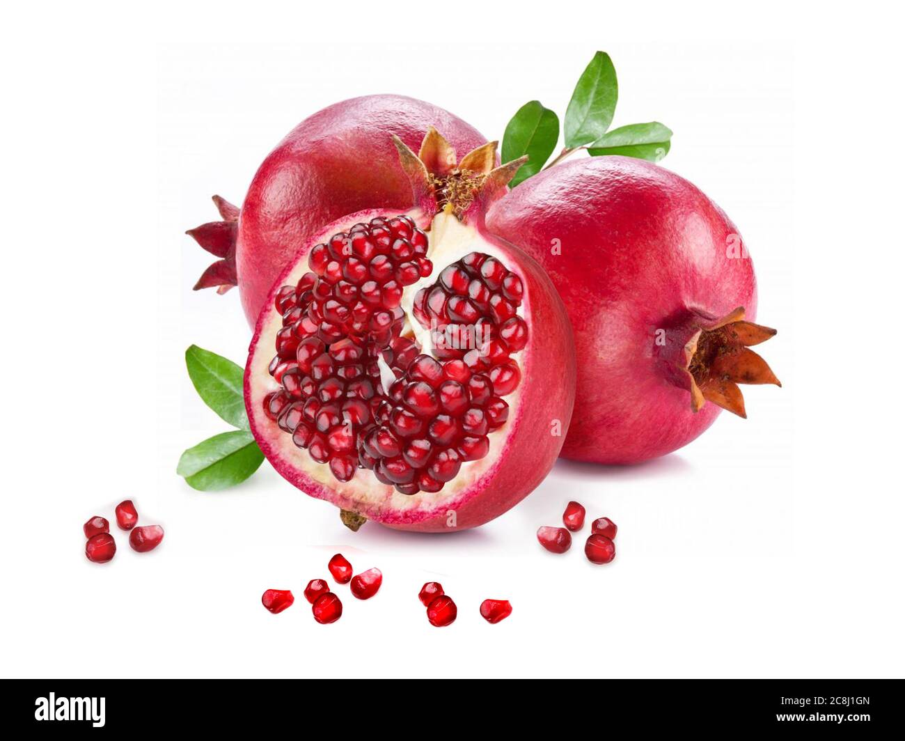 Ripe pomegranate (dadam - dadm) fruits with pomegranate leaves on the ...