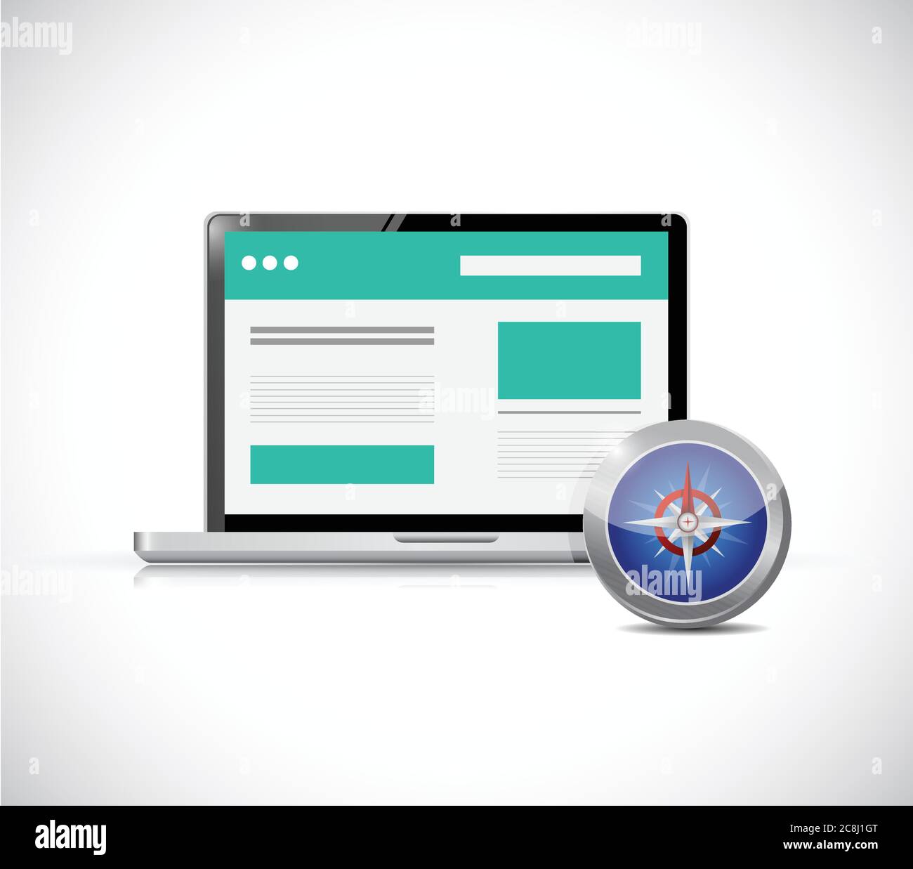 Website and compass illustration design over a white background Stock ...