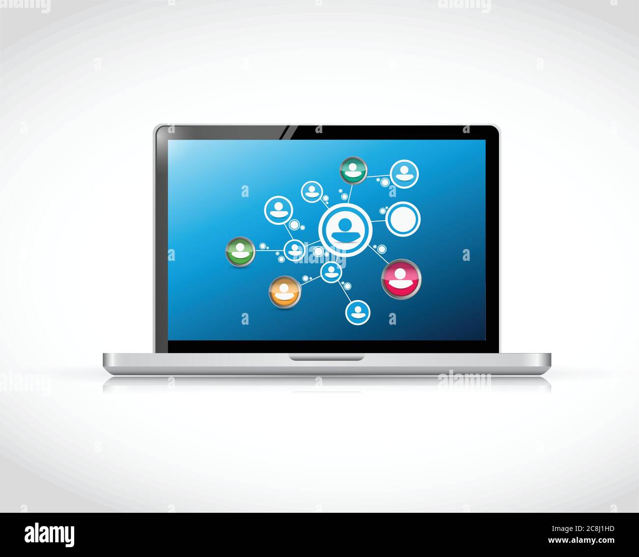 People network diagram map on a computer illustration design over a ...