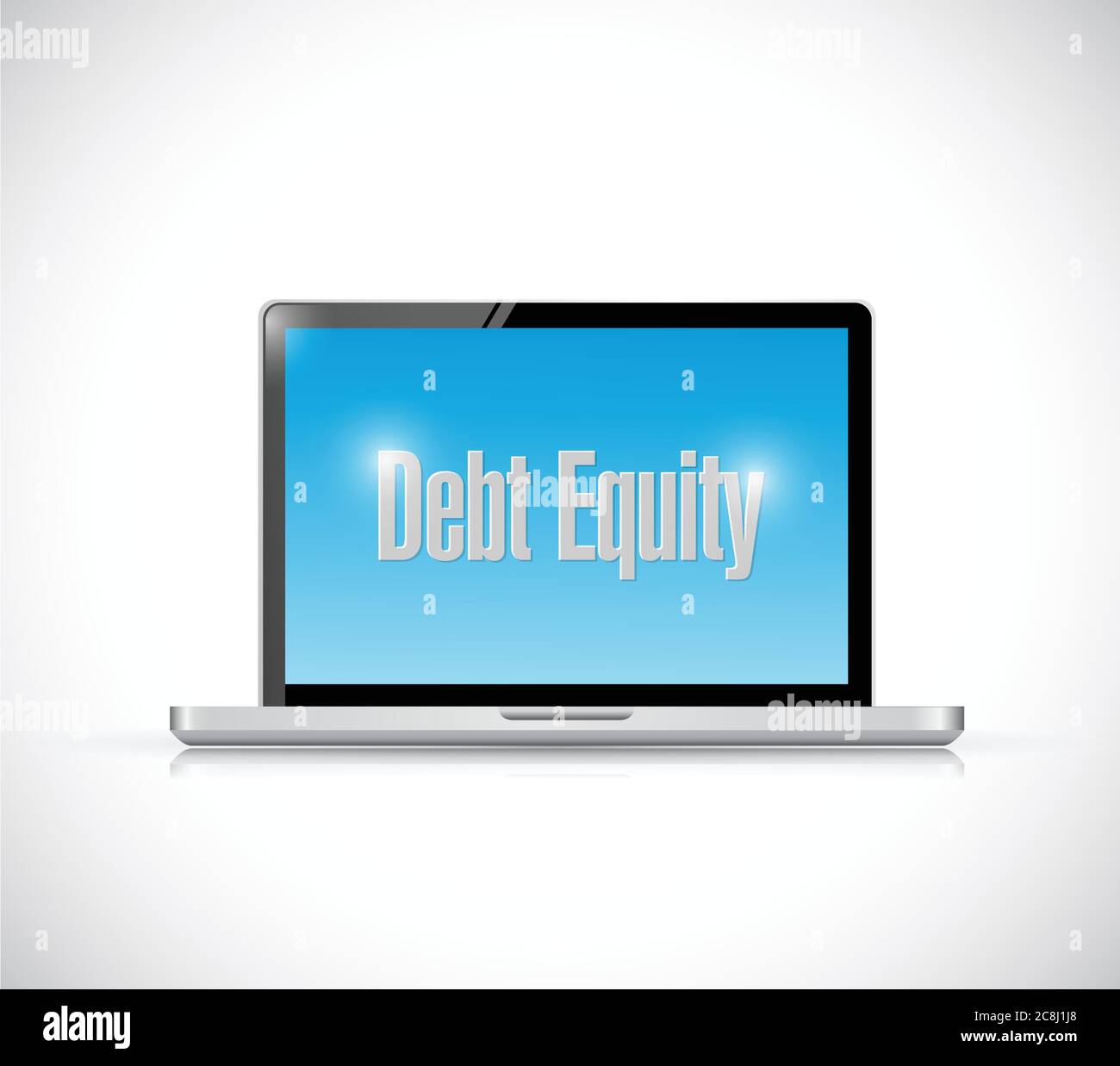 Debt equity message on a computer illustration design over a white ...