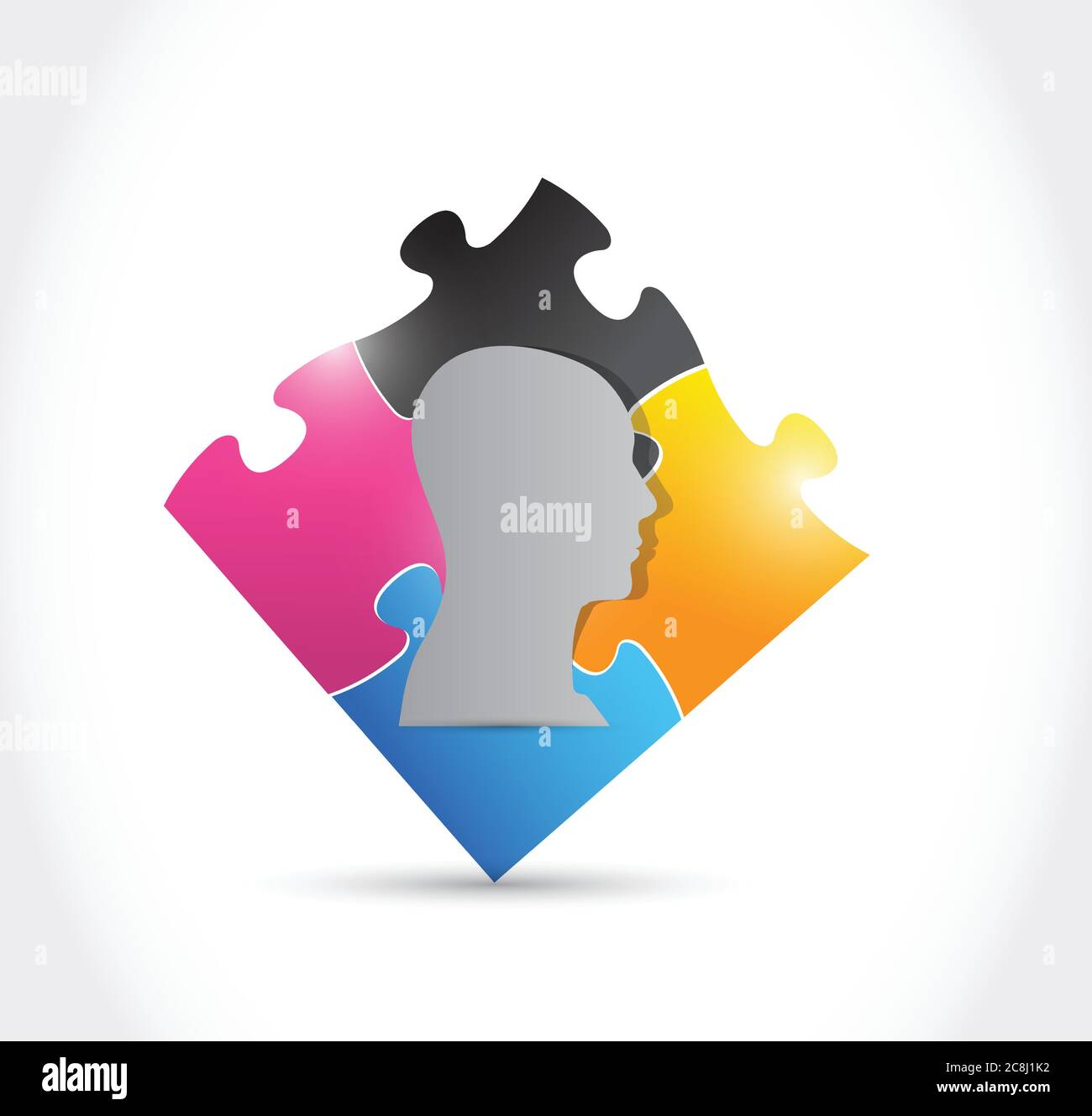 Puzzle head illustration illustration design over a white background ...
