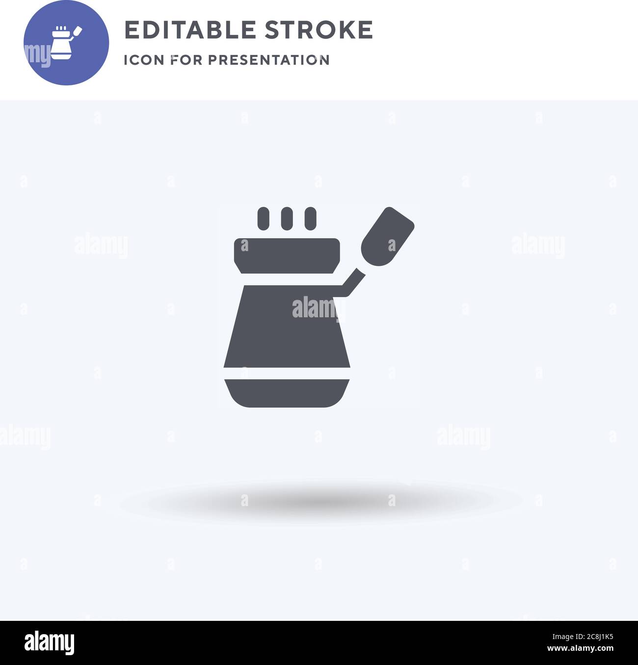 Turkish Cezve icon vector, filled flat sign, solid pictogram isolated ...