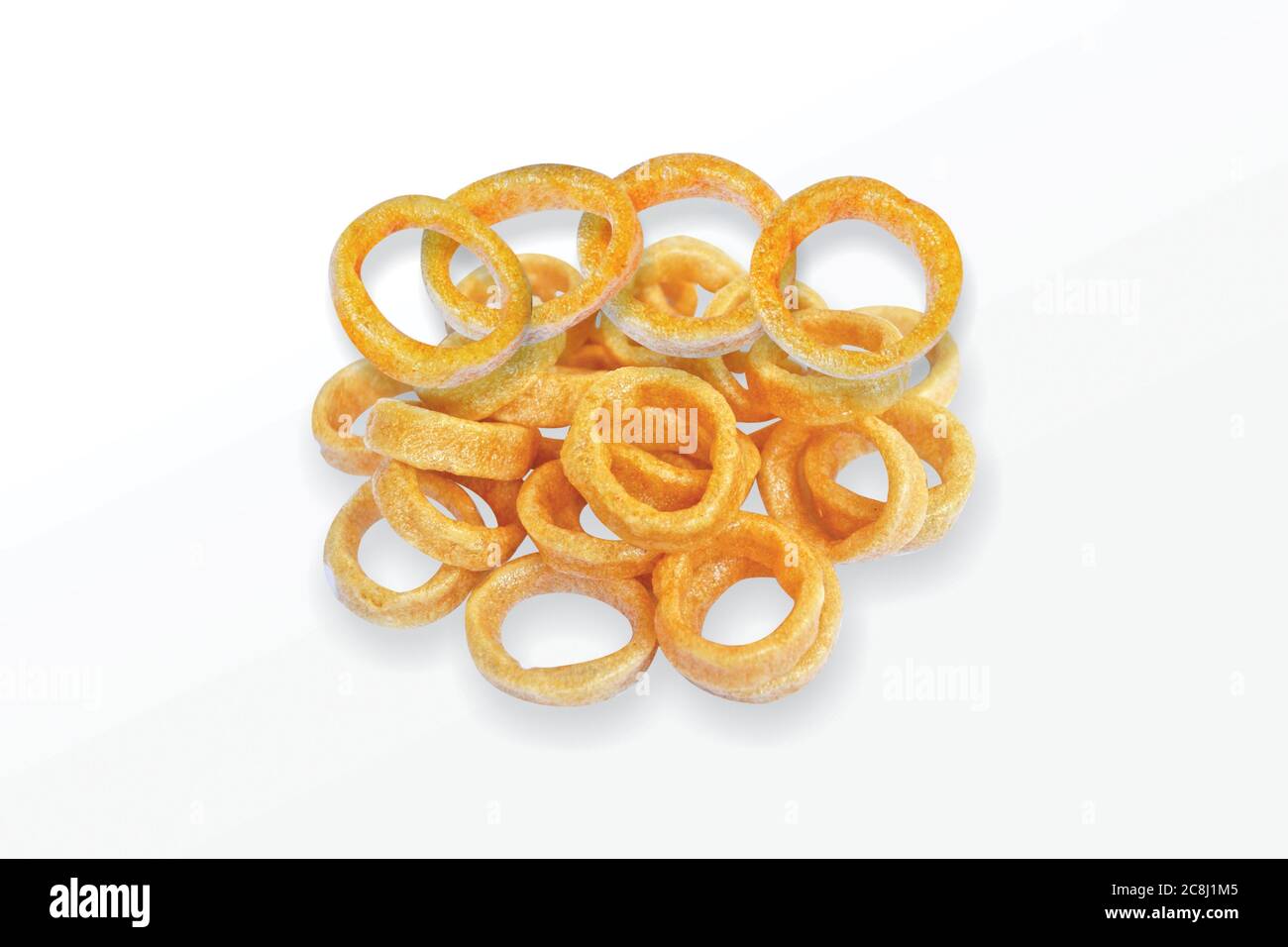 Spicy Corn Rings Snack, Fryum Onion Rings, Pile of crispy Corn ring ...