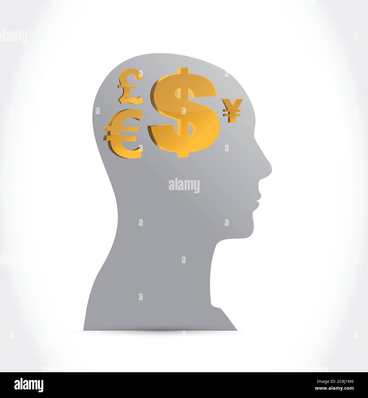 Head and currency concept illustration design over a white background ...