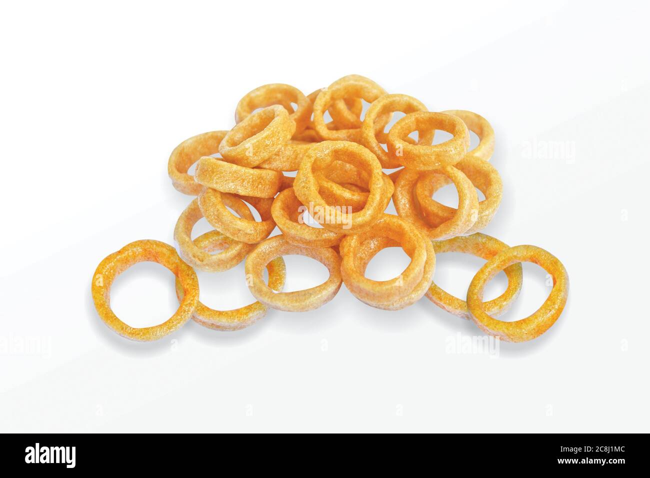 Spicy Corn Rings Snack, Fryum Onion Rings, Pile of crispy Corn ring ...