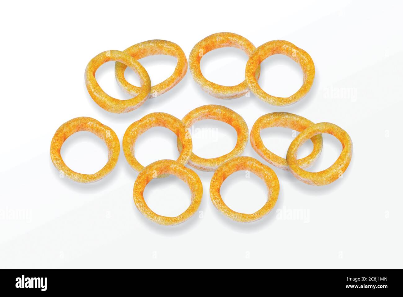 Spicy Corn Rings Snack, Fryum Onion Rings, Pile of crispy Corn ring ...