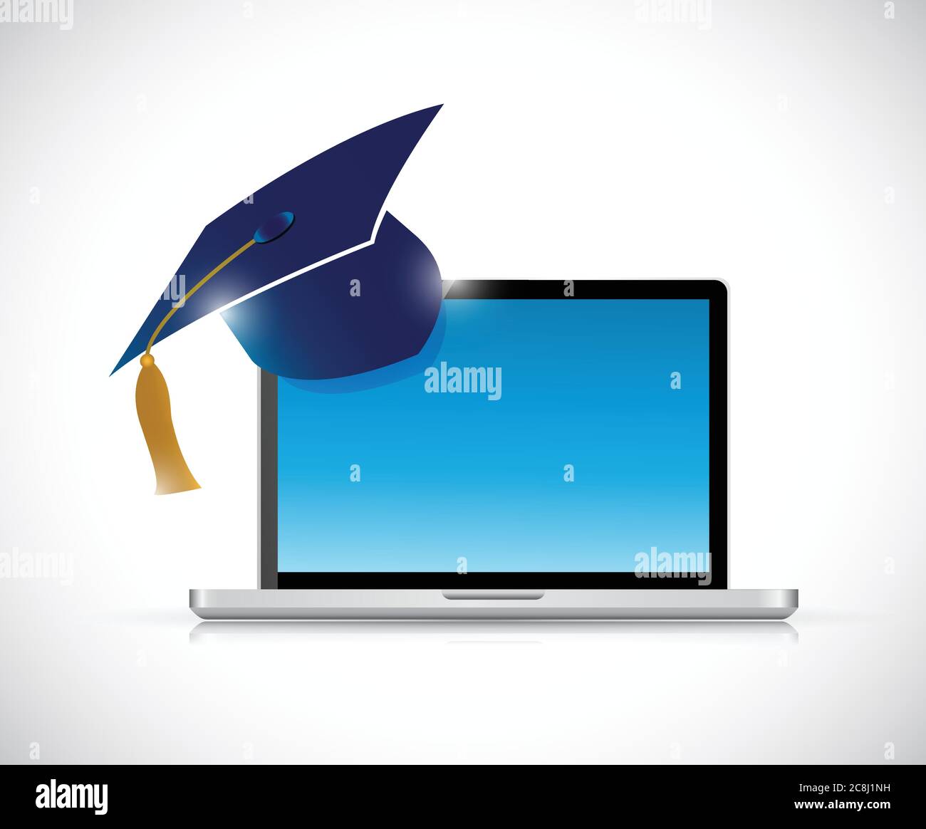 Online education graduation concept illustration design over a white ...