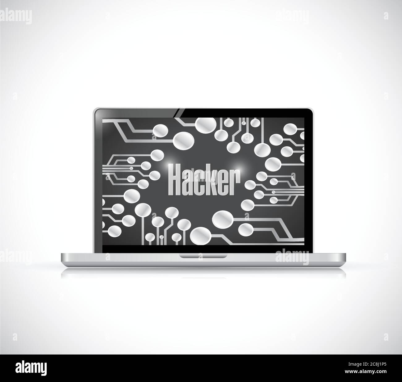 Laptop computer hacker sign over a circuit board illustration design ...