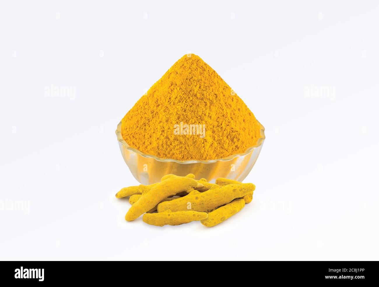 Indian spice - Turmeric Powder (Haldi) in a glass bowl with Turmeric ...