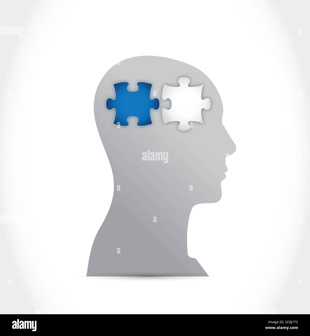 Head and puzzle pieces illustration design over a white background ...