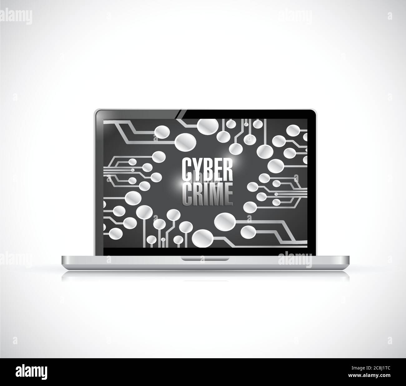 Cyber crime laptop sign illustration design over a white background ...