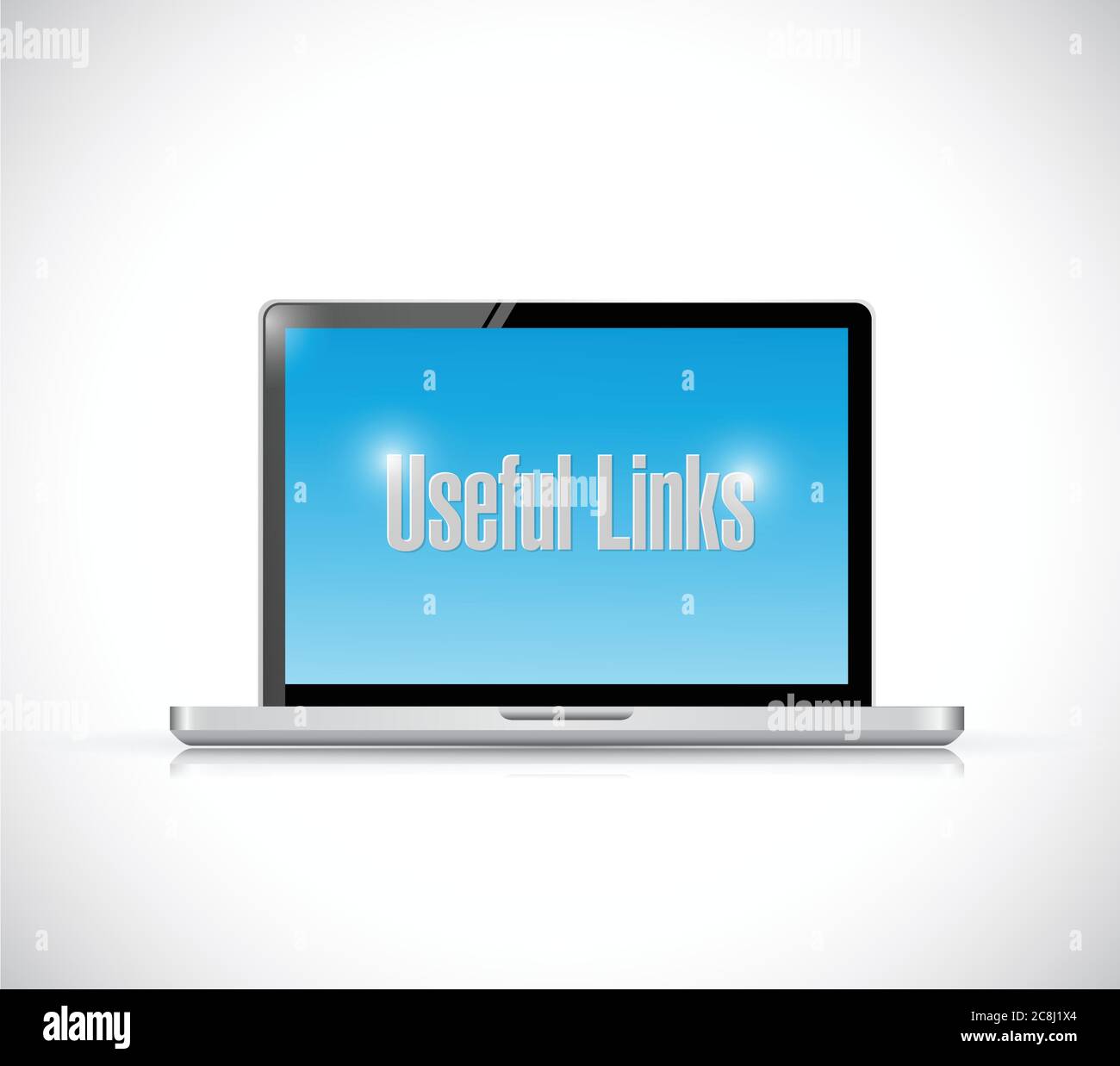 Laptop useful links illustration design over a white background Stock ...