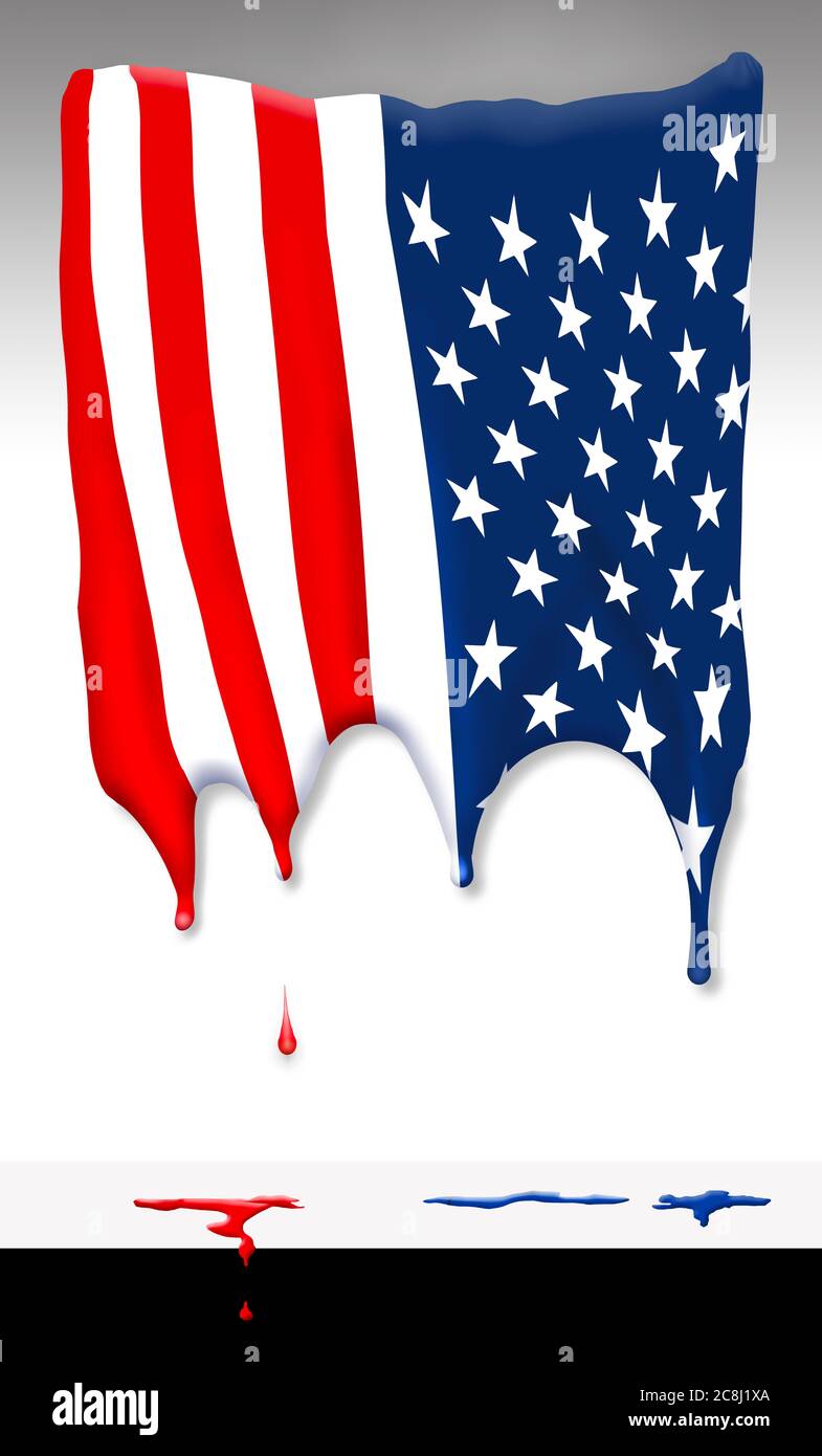 A USA flag appears to melt and drip in an illustration about the ...