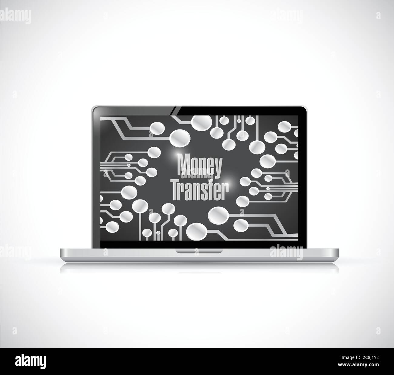 Computer money transfer illustration design over a white background ...