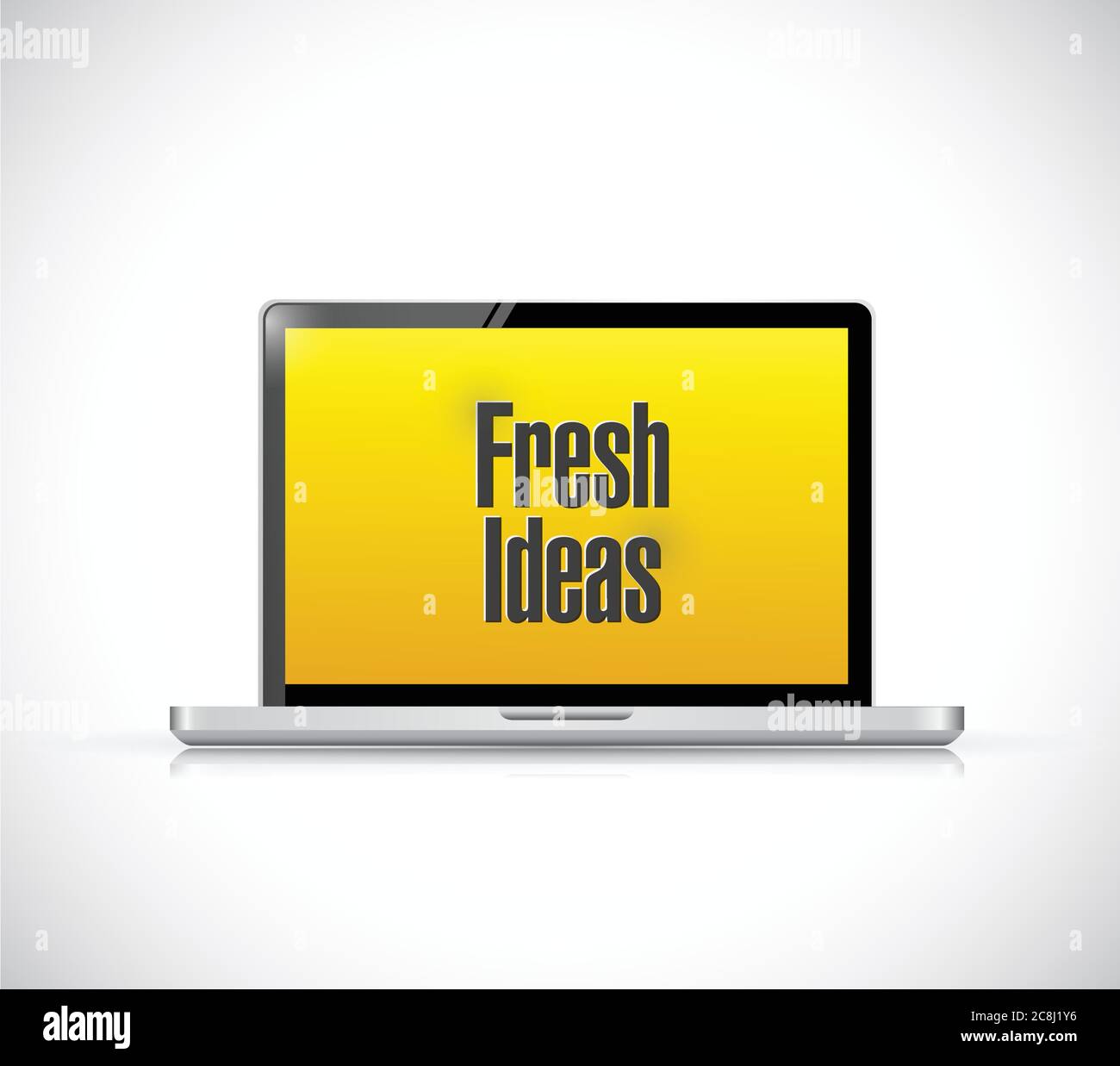 Fresh ideas laptop computer message illustration design over a white ...