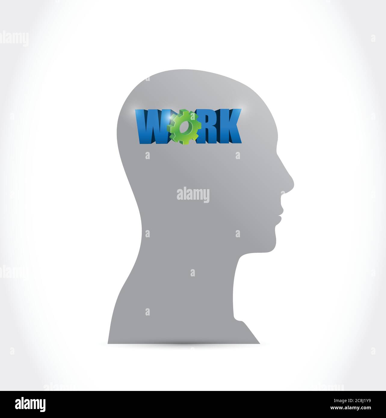 Work on my head illustration design over a white background Stock ...