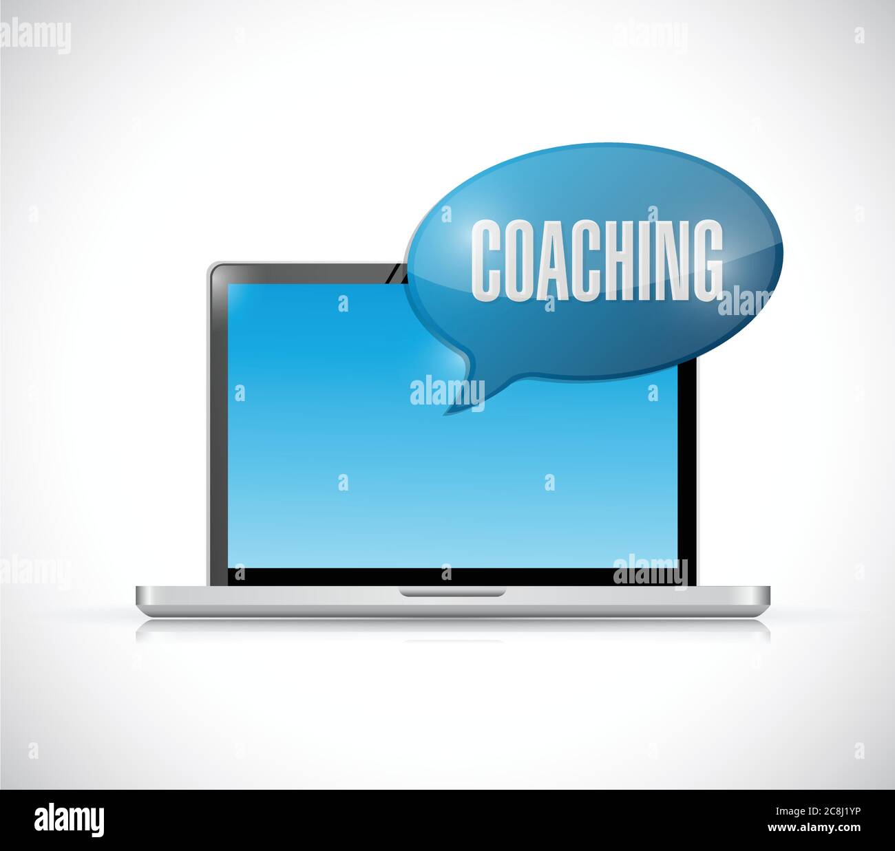 Online computer coaching illustration design over a white background ...