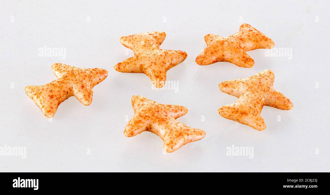 Fried and Spicy Aero Plane Snacks or Fryums (Snacks Pellets) served in ...