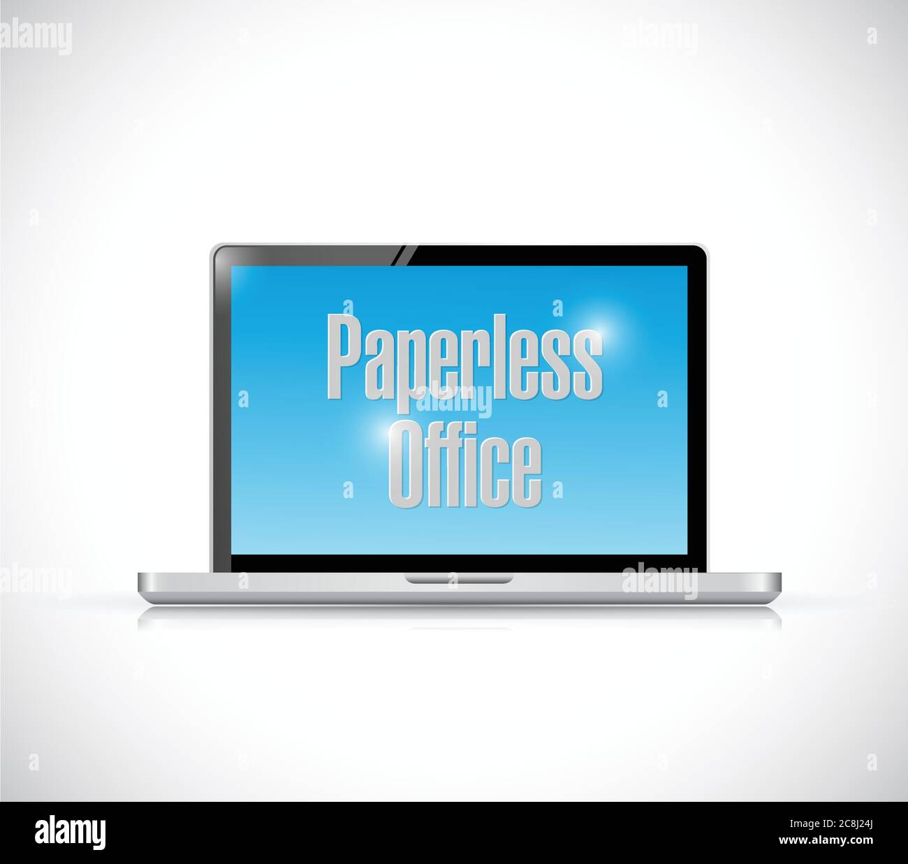 Paperless office laptop illustration design over a white background ...