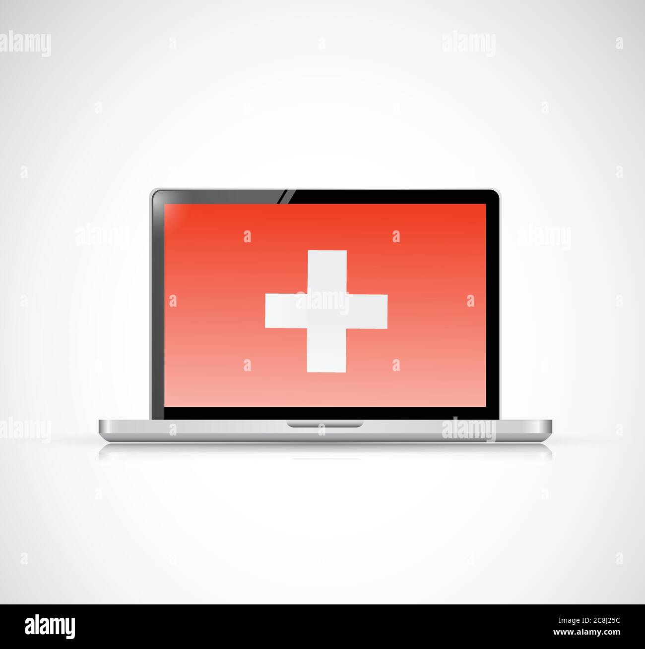 Health cross on a laptop screen. illustration design over a white ...