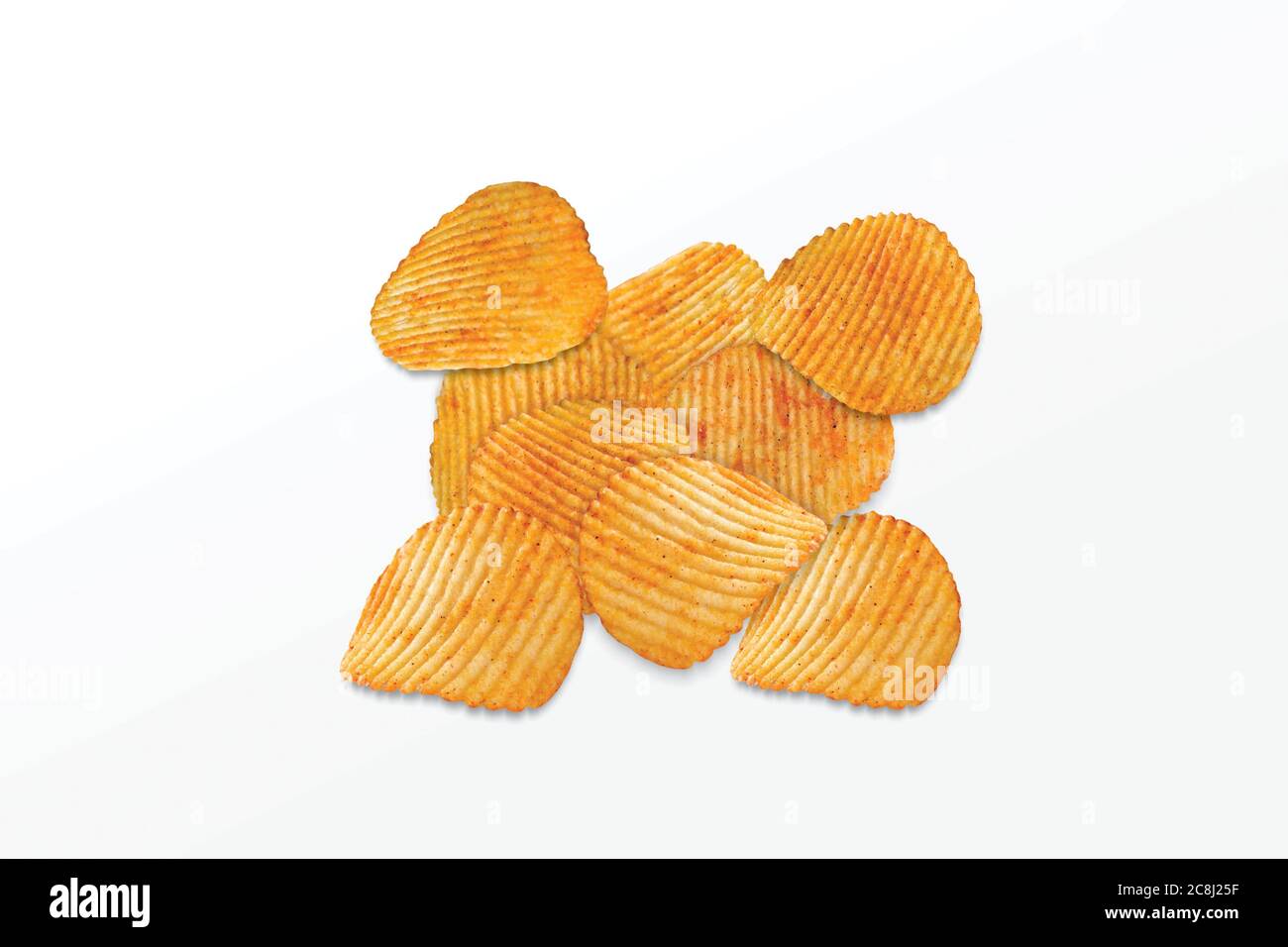Potato slices turning into chips isolated, Crispy potato chips, salted ...