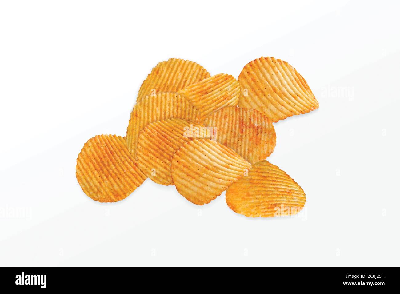Potato slices turning into chips isolated, Crispy potato chips, salted ...