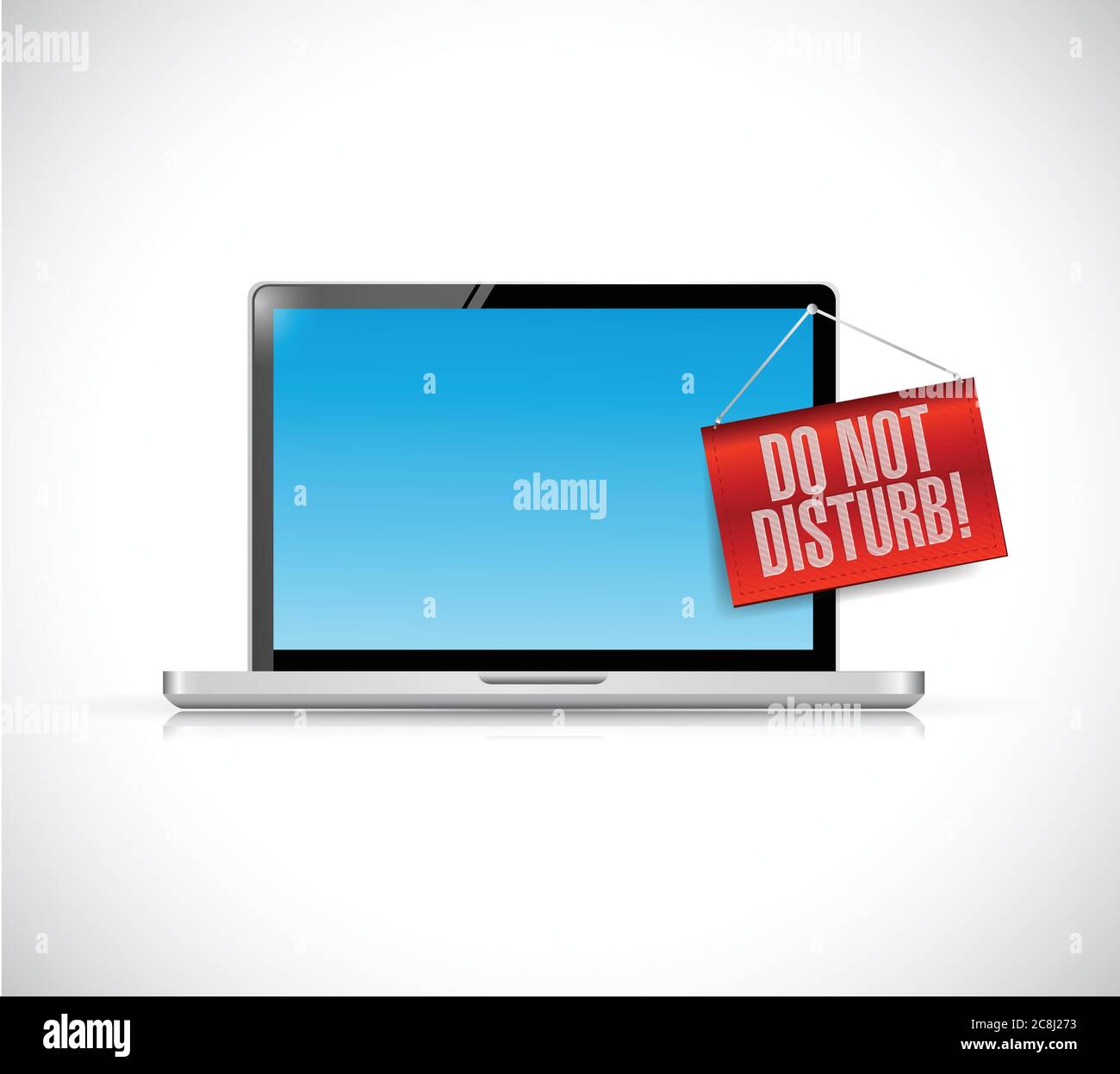 Laptop with a do not disturb hanging sign illustration design over ...