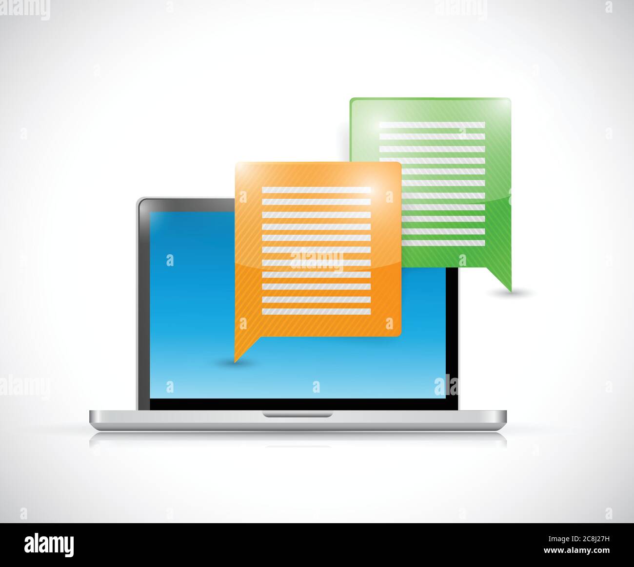 Laptop message illustration design over a white background Stock Vector ...