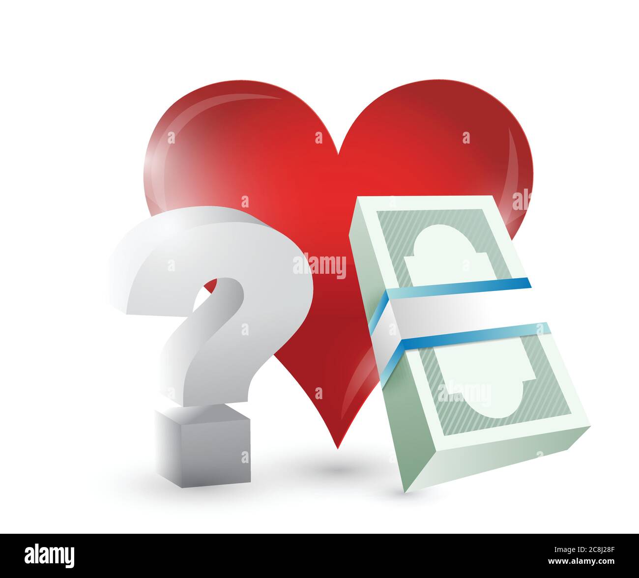Heart money and questions illustration design over a white background ...
