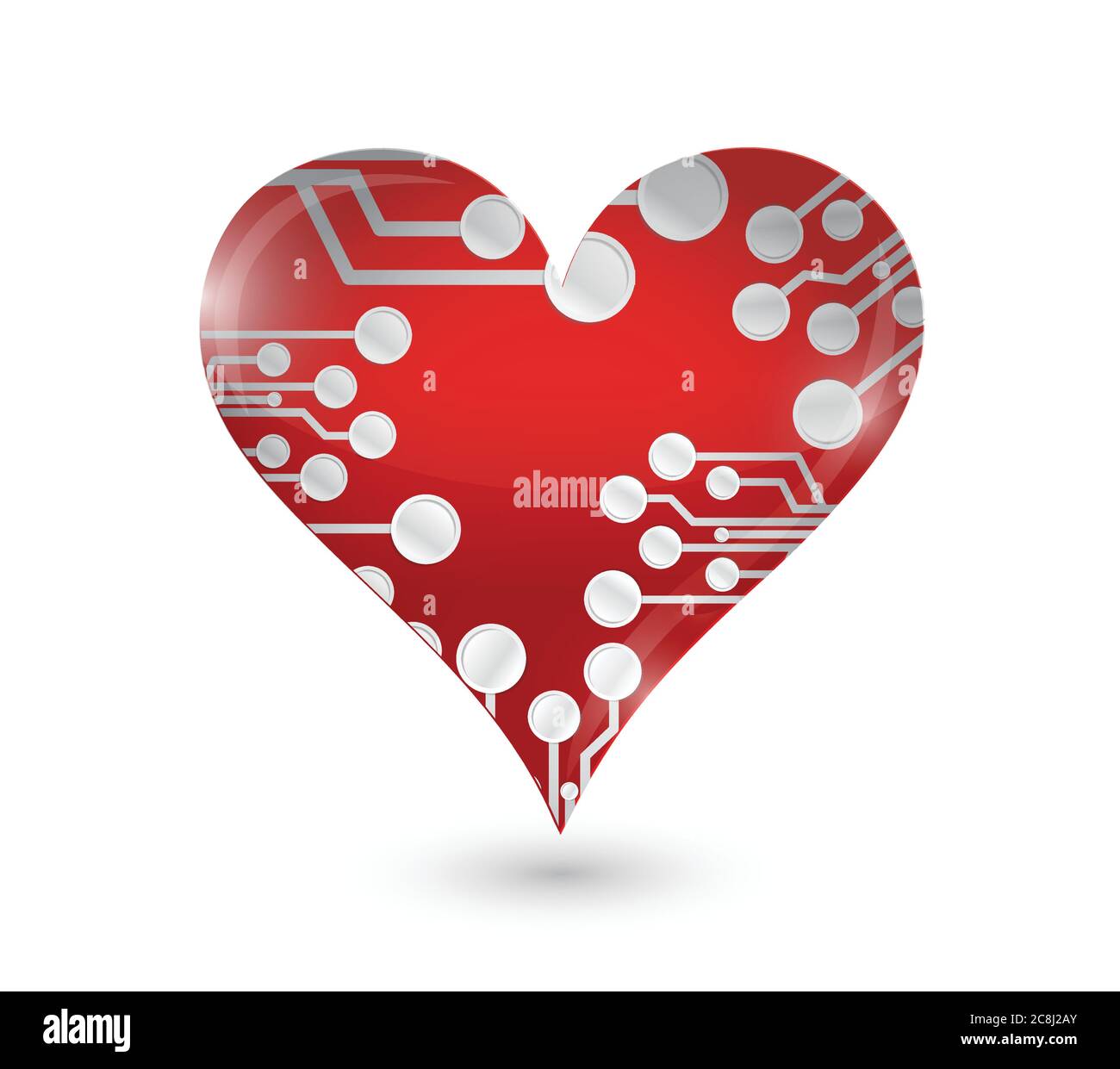 Circuit board heart illustration design over a white background Stock ...
