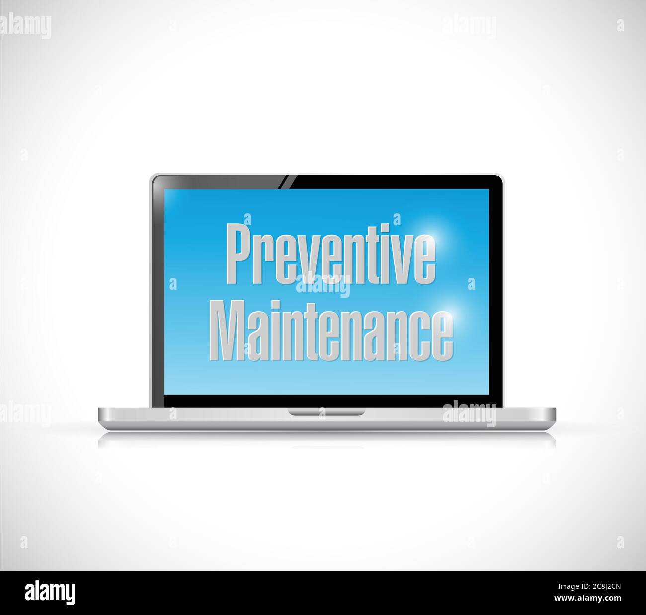 Laptop preventive maintenance sign message illustration design over a ...