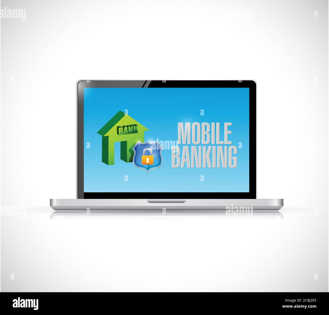 Computer mobile banking sign illustration design over a white ...