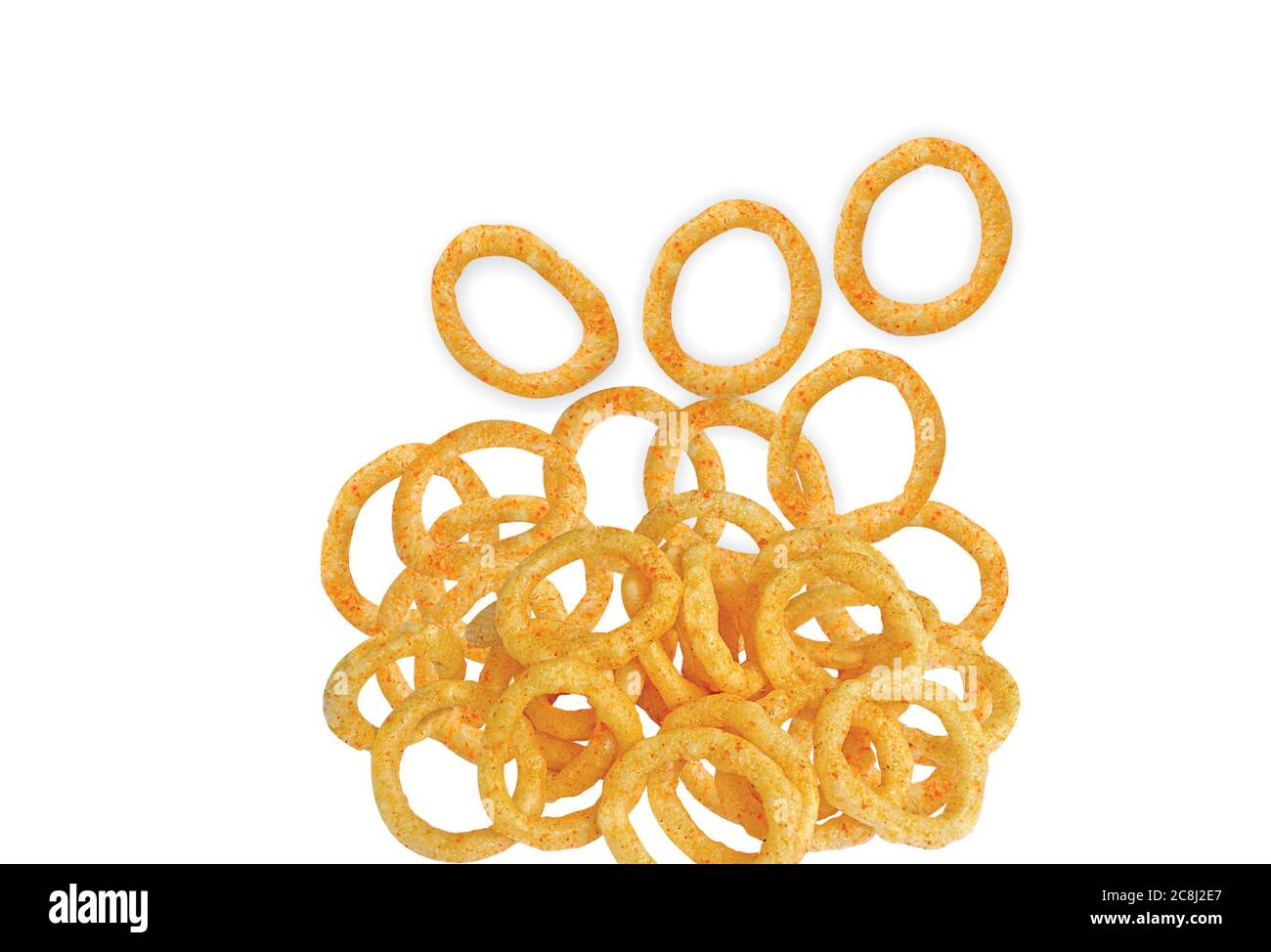 Spicy Corn Rings Snack, Fryum Onion Rings, Pile of crispy Corn ring ...