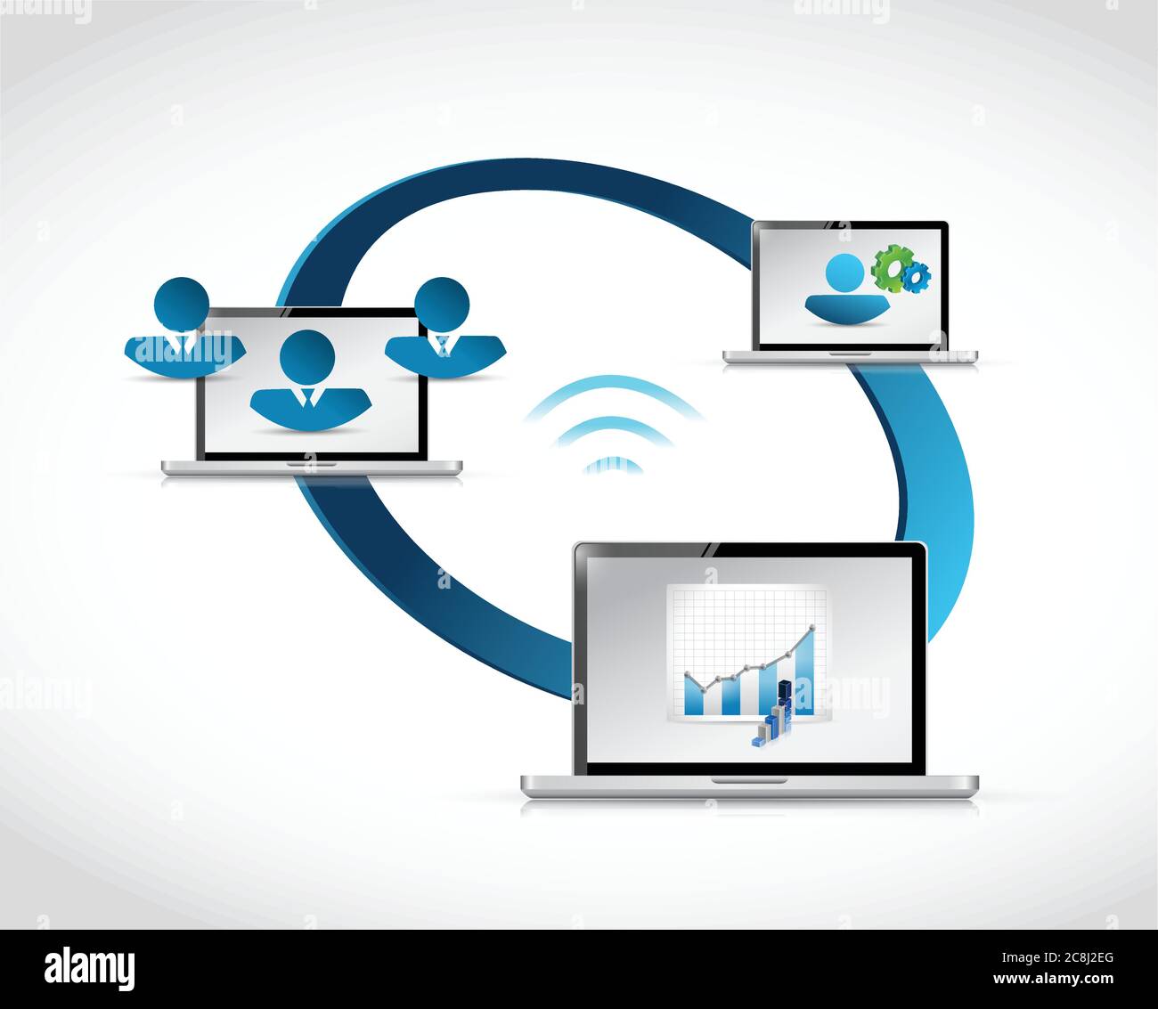 Business network cycle connection illustration design over a white ...