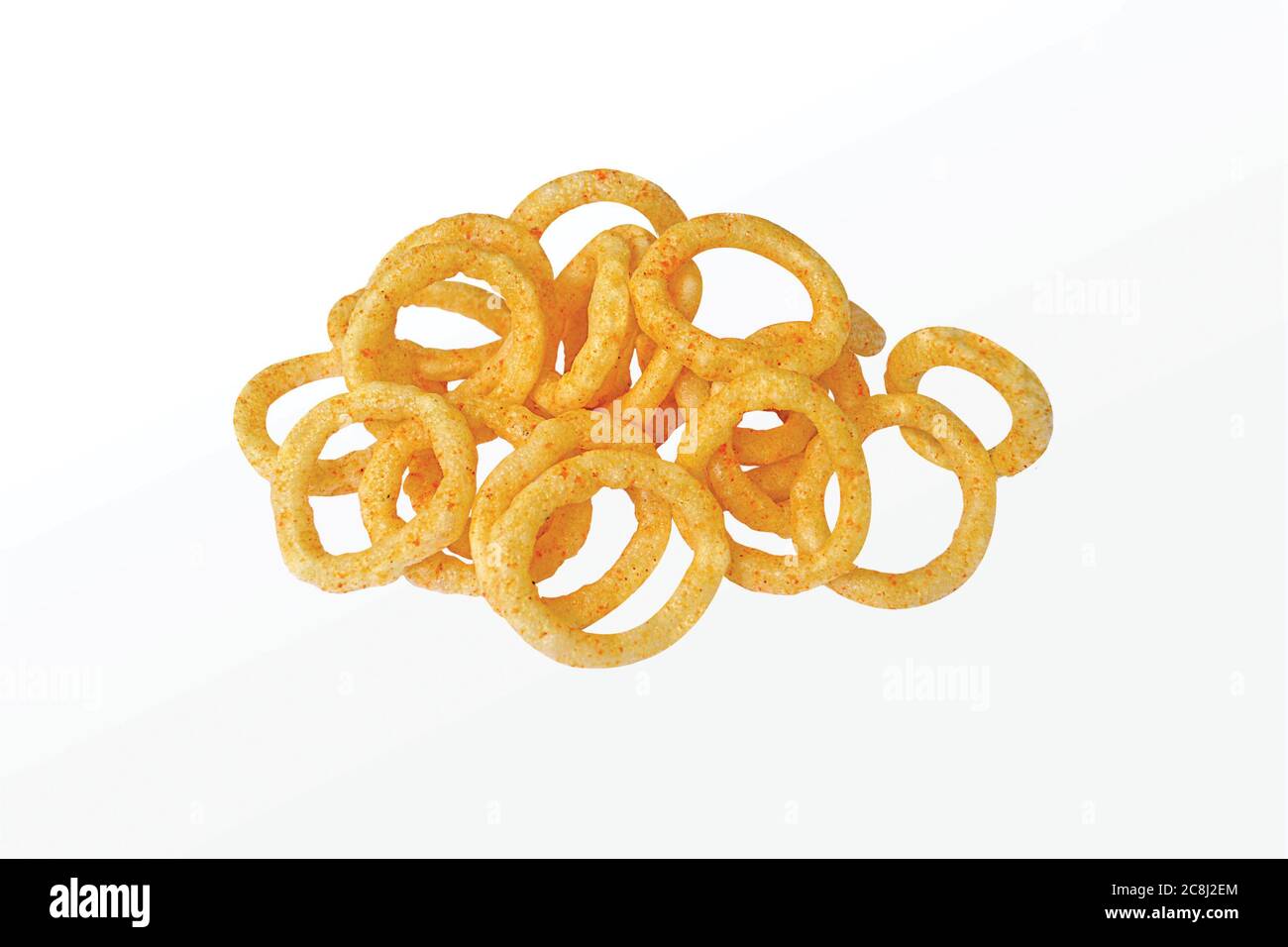 Spicy Corn Rings Snack, Fryum Onion Rings, Pile of crispy Corn ring ...