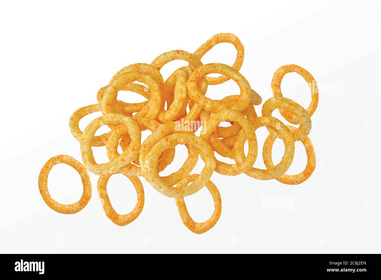 Spicy Corn Rings Snack, Fryum Onion Rings, Pile of crispy Corn ring ...