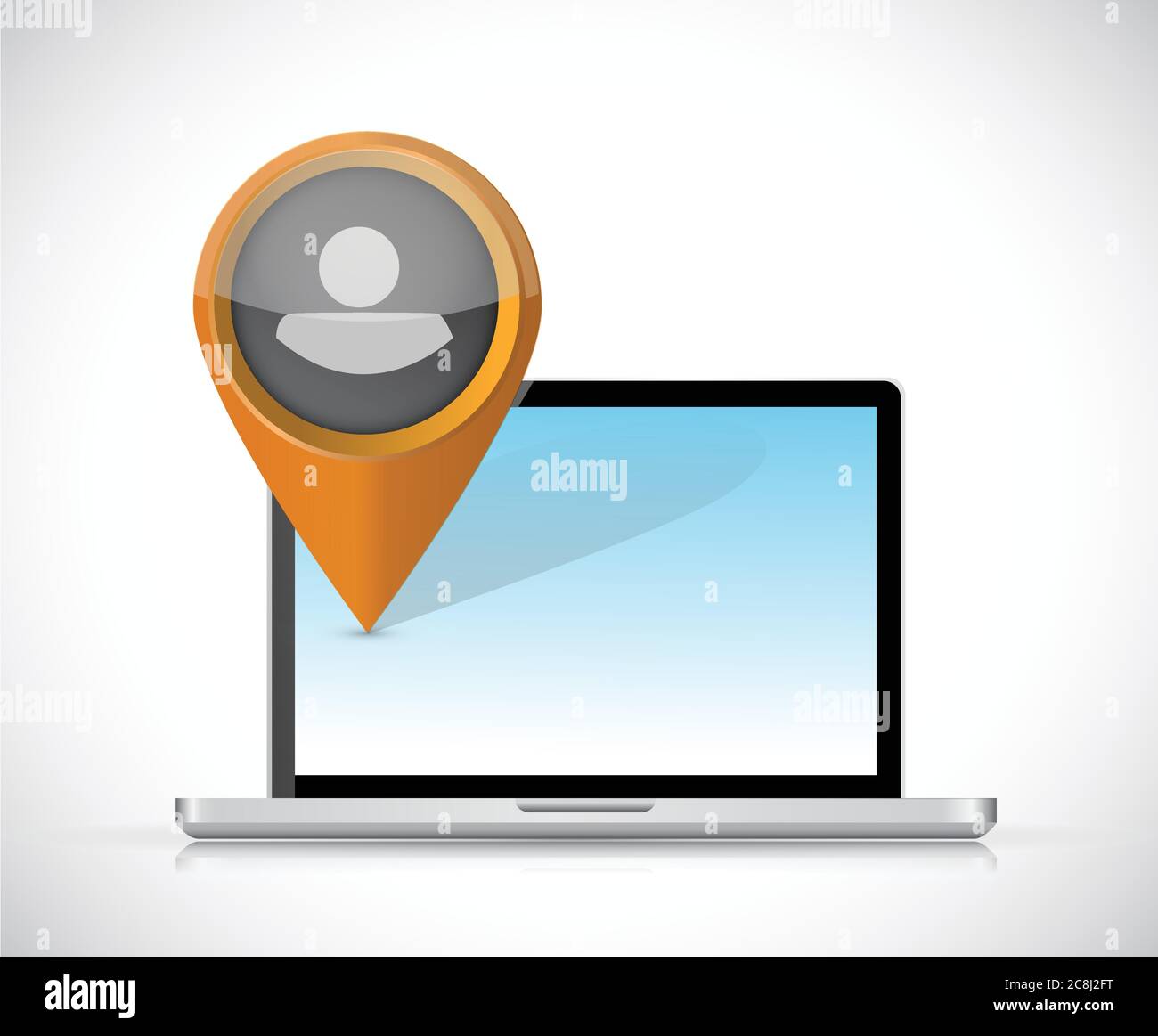 Laptop and avatar pointer illustration design over a white background ...