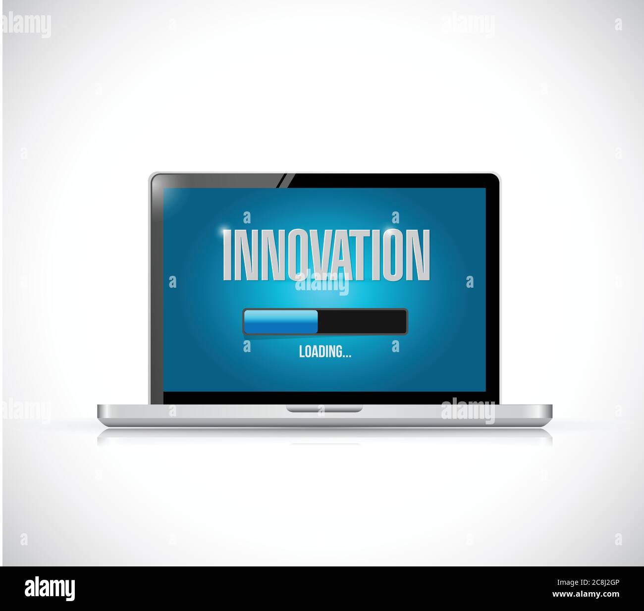 Laptop innovation loading bar illustration design over a white ...