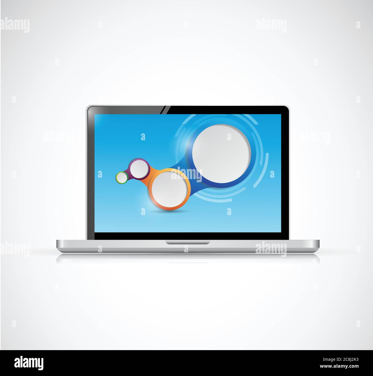 Laptop and link diagram illustration design over a white background ...