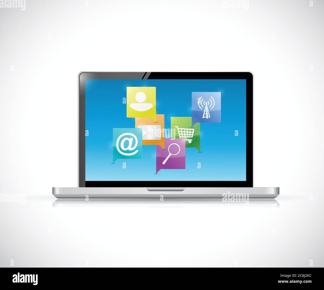Laptop internet network communication concept illustration design over ...
