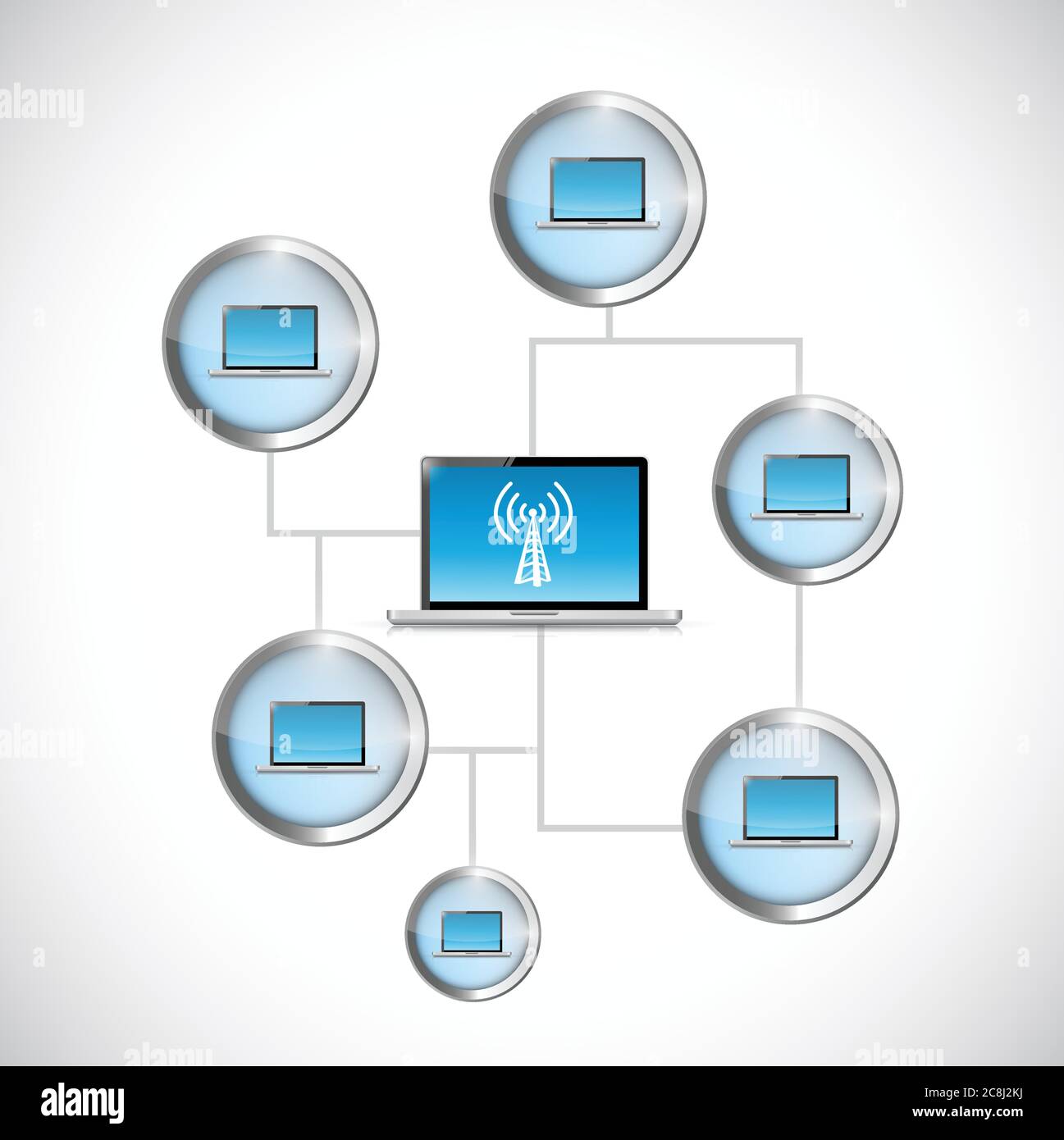 Laptop connection illustration design diagram illustration design over ...