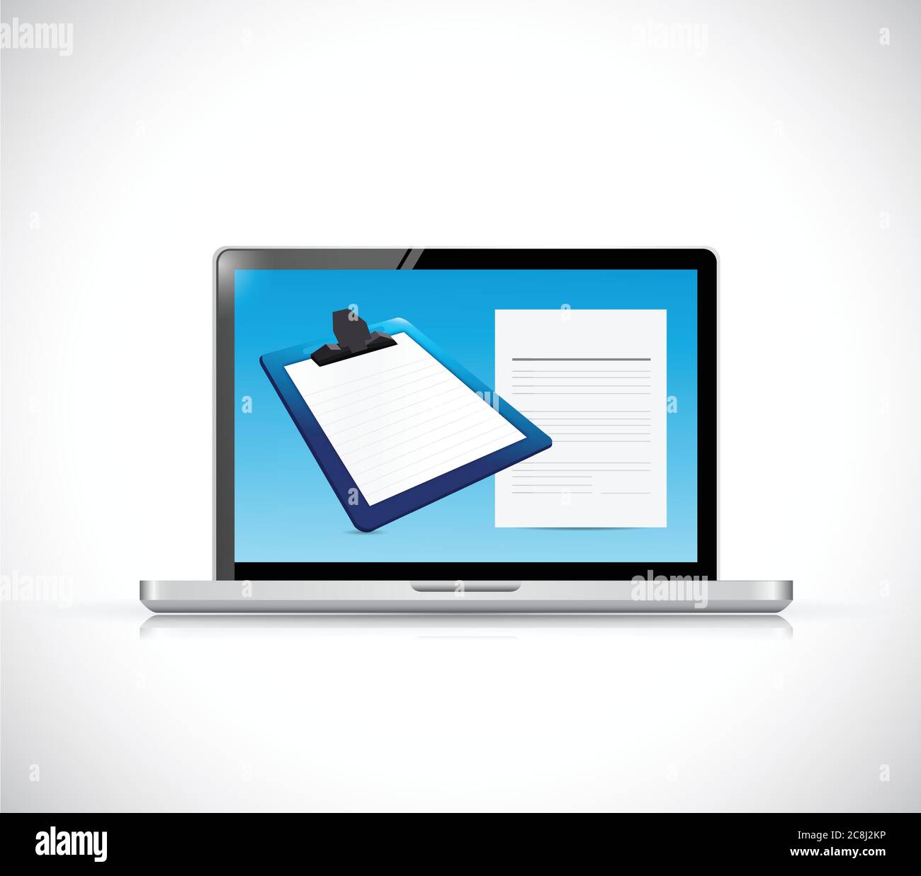 Laptop and clipboard illustration design over a white background Stock ...