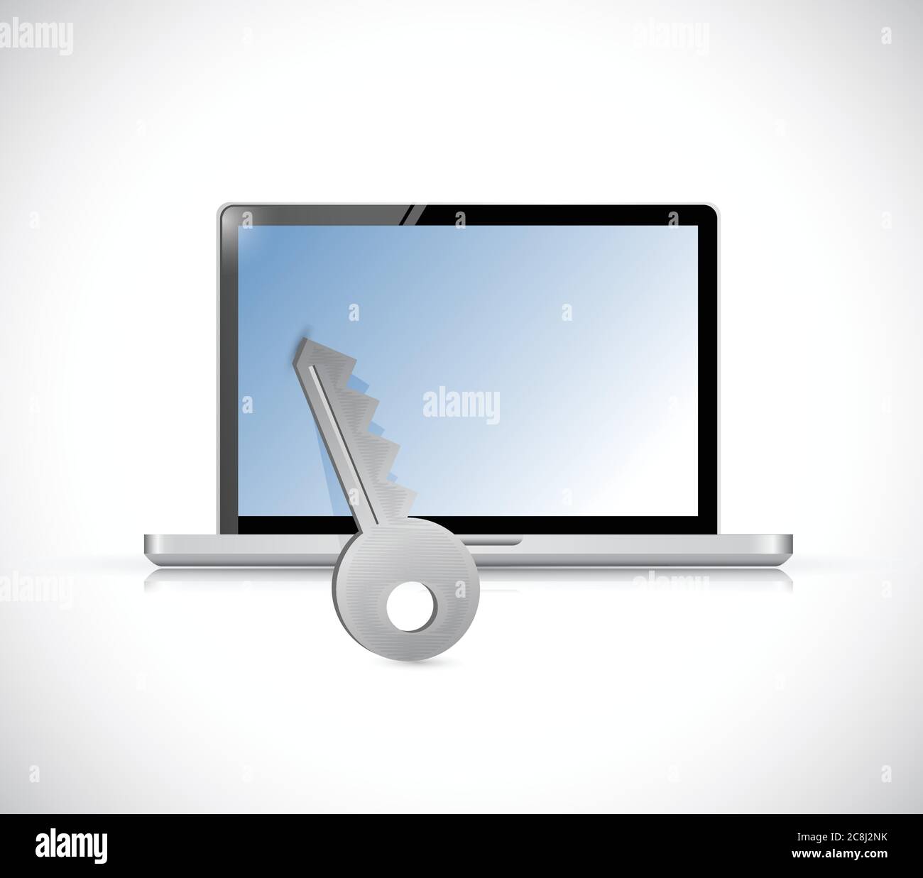 Laptop and key illustration design over a white background Stock Vector ...