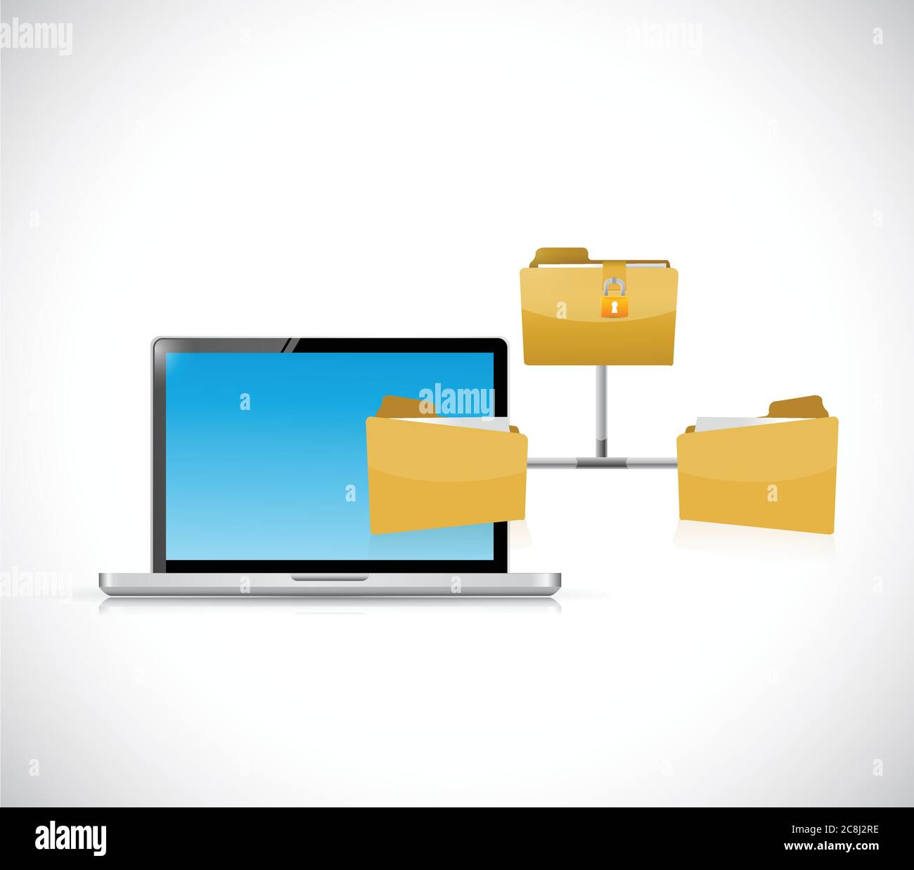 Computer and folder network illustration design over a white background ...