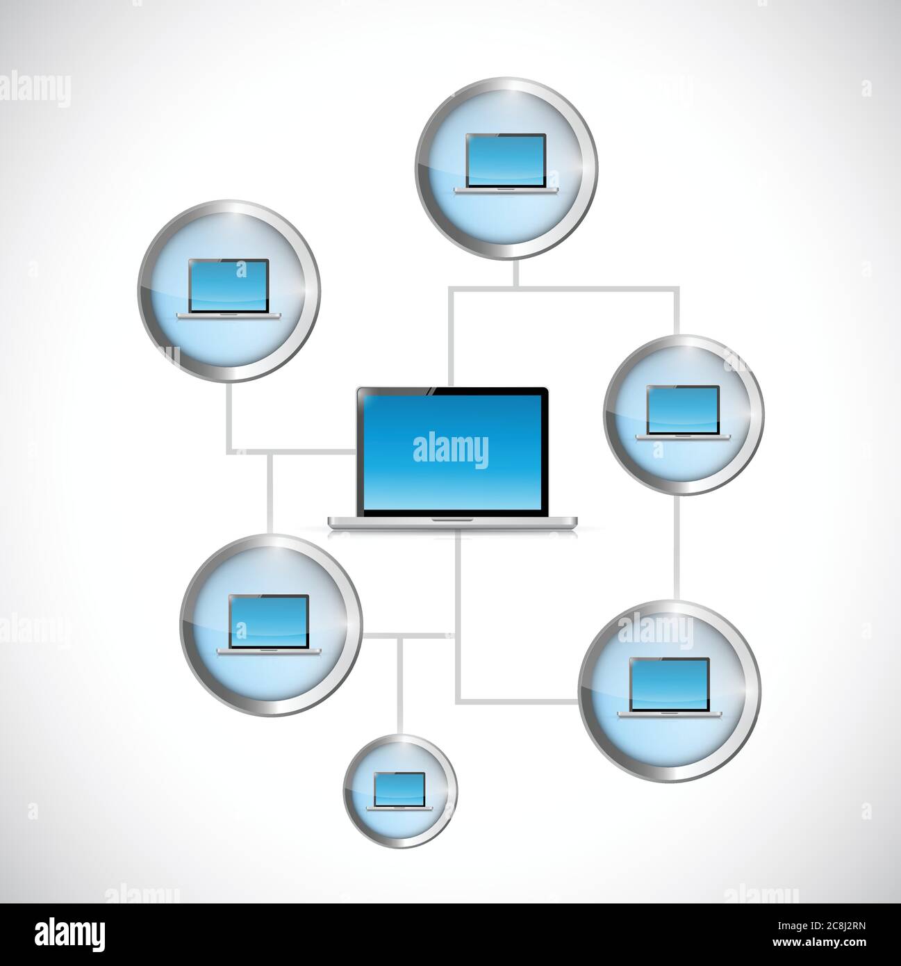 Laptop and circles diagram illustration design over a white background ...