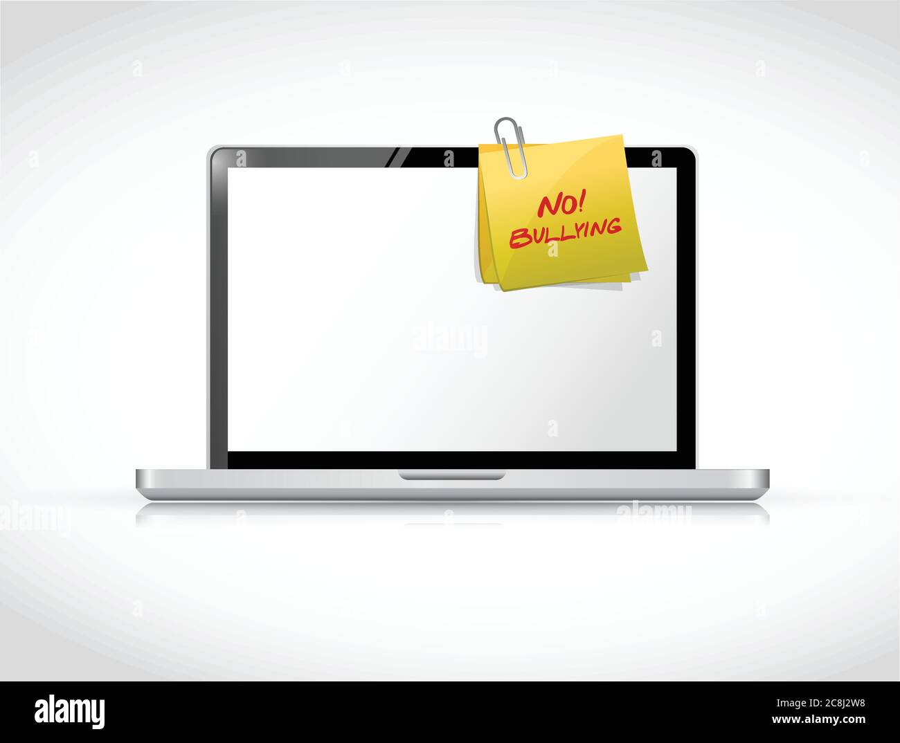 No bullying post over a laptop. illustration design over a white ...
