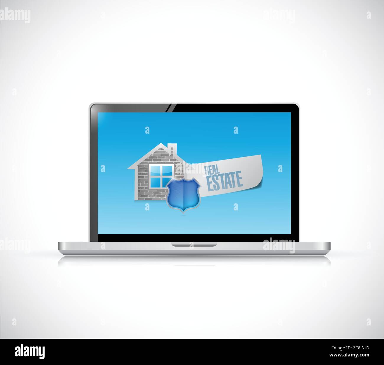 Real estate sign on a computer illustration design over a white ...