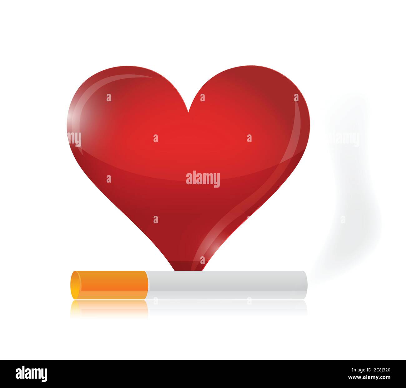 Heart and cigarette illustration design over a white background Stock ...