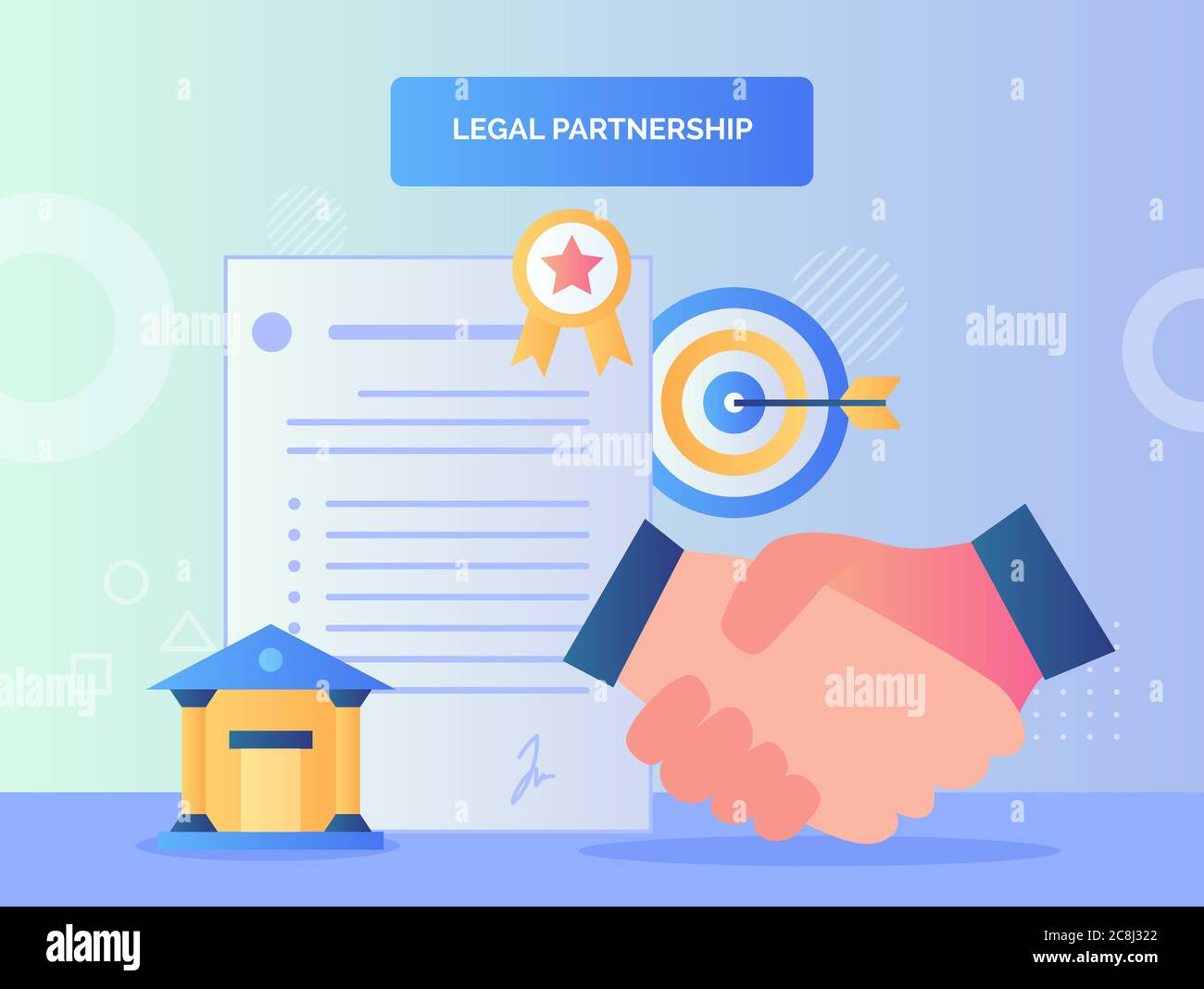 Hand shake character background of agreement letter court target goal ...